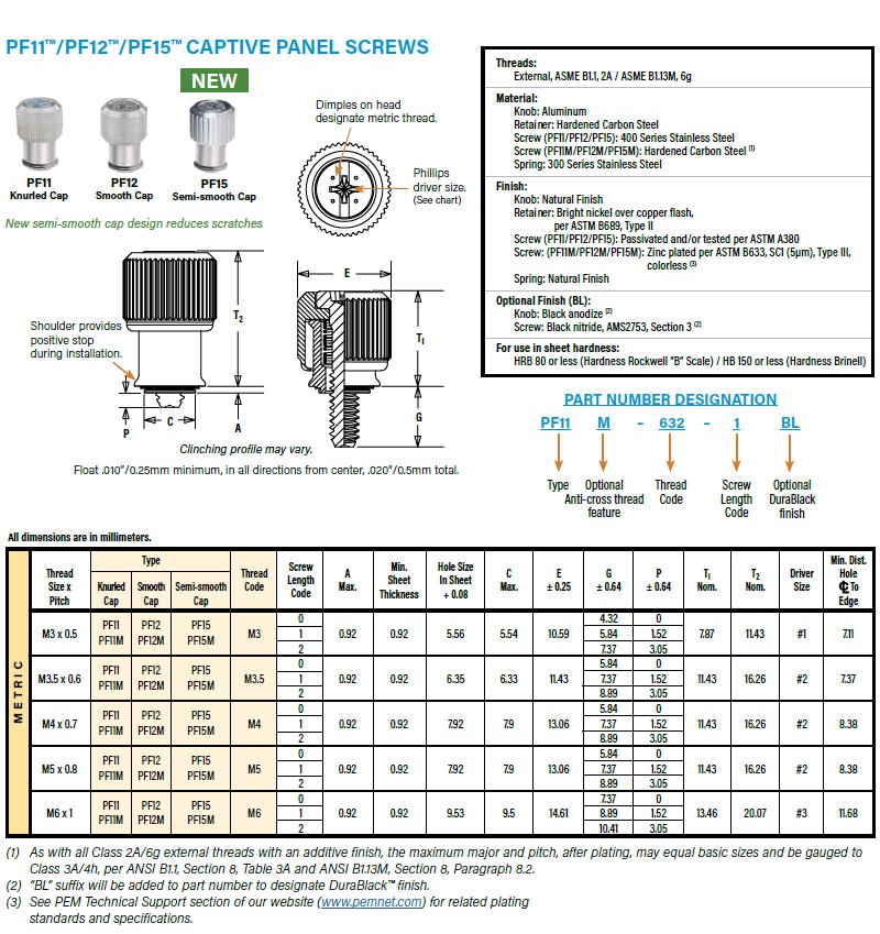 パネルファスナー PEM 10個 PF11-M3-0